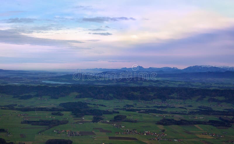 Aerial View of the Valley and Mountains at the Sunrise Stock Image ...