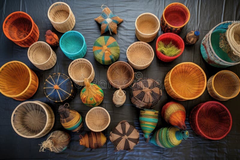 Aerial View of Various Baskets in Different Stages Stock Illustration ...