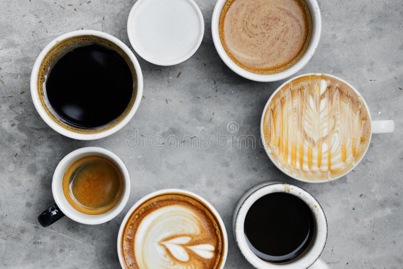 Aerial View of Various Coffee Stock Image - Image of caffeine, addicted ...