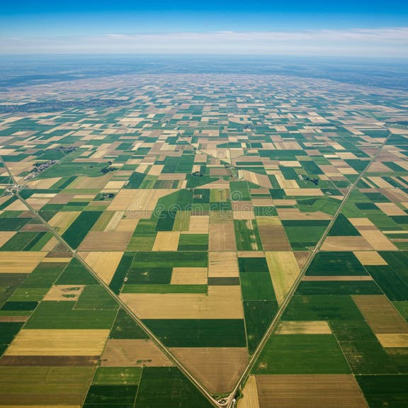 Aerial View of a Vast Agricultural Landscape Featuring a Patchwork of ...