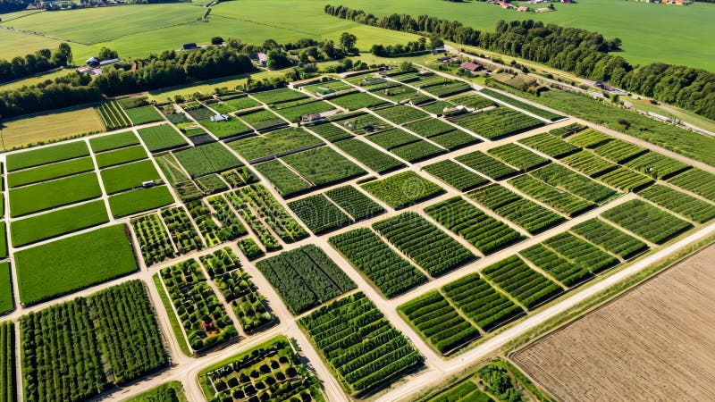 Aerial View of a Vast Agricultural Landscape Showcasing Diverse Crop ...