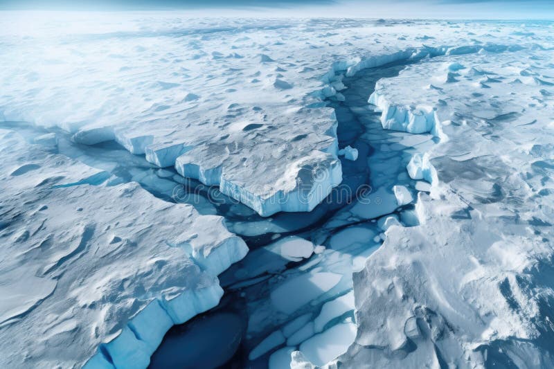 Aerial View of a Vast, Cracked Ice Sheet Stock Illustration ...