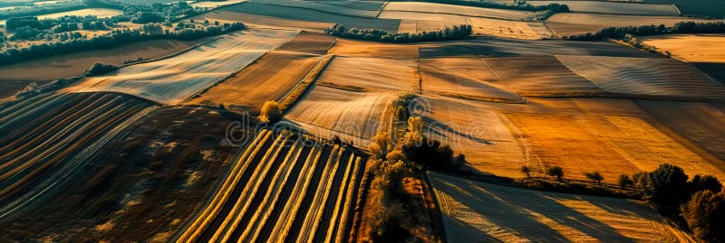 Aerial View of Vast Fields with Intricate Crop Patterns, Illustrating ...