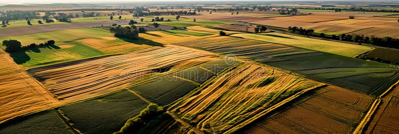 Aerial View of Vast Fields with Intricate Crop Patterns, Illustrating ...
