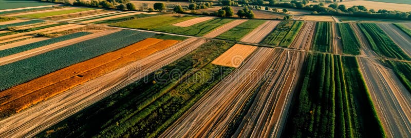 Aerial View of Vast Fields with Intricate Crop Patterns, Illustrating ...