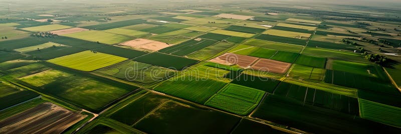 Aerial View of Vast Fields with Intricate Crop Patterns, Illustrating ...