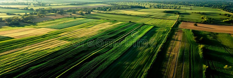 Aerial View of Vast Fields with Intricate Crop Patterns, Illustrating ...