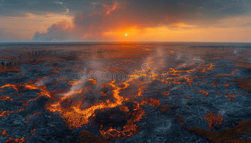 An Aerial View of a Vast Forest Landscape Marked by a Patchwork of Burn ...