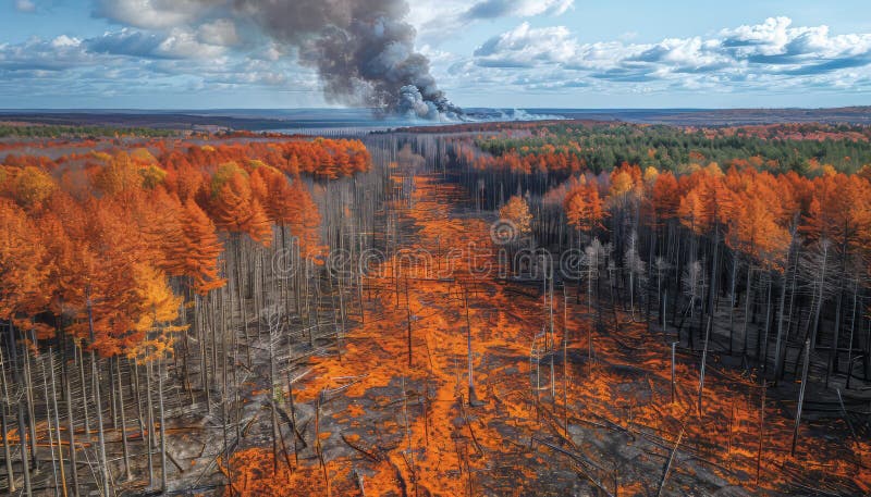 An Aerial View of a Vast Forest Landscape Marked by a Patchwork of Burn ...