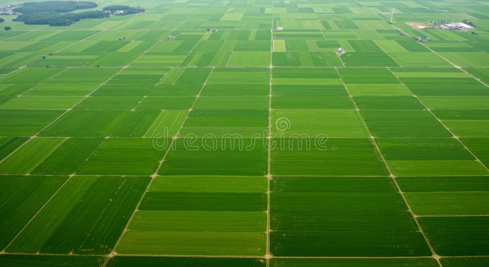 Aerial View of Vast Green Fields in Geometric Pattern Stock ...