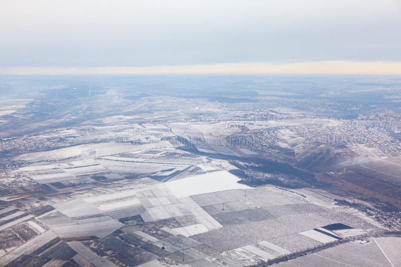 Aerial View of Vast Landscape Covered in Snow Stock Photo - Image of ...