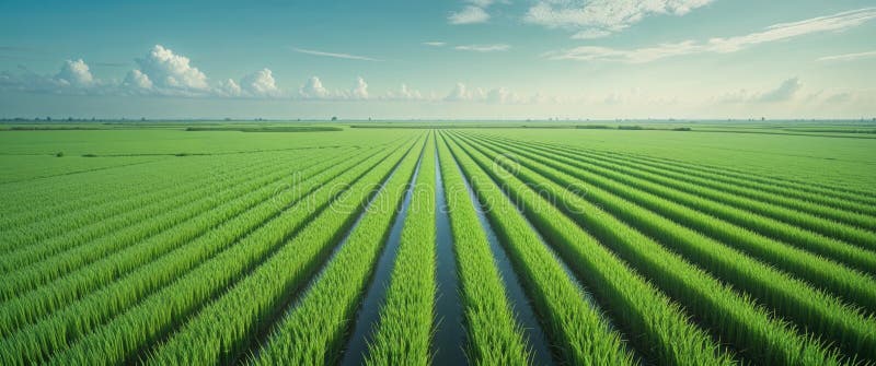 An Aerial View of a Vast and Lush Rice Field Stock Image - Image of ...