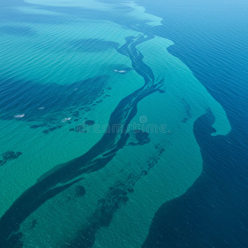Aerial View of a Vast Ocean Scene with Stunning Turquoise and Deep Blue ...