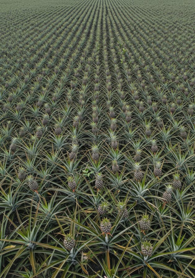 Aerial View of a Vast Pineapple Plantation Stock Image - Image of green ...
