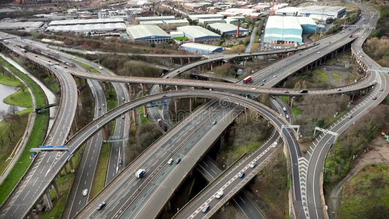 Aerial View of Vehicles Driving on Spaghetti Junction Stock Video ...