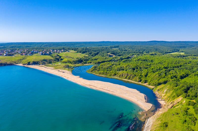 Aerial View of Veleka Beach in Bulgaria Stock Image - Image of blue ...