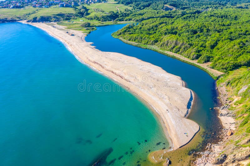 Aerial View of Veleka Beach in Bulgaria Stock Photo - Image of veleka ...