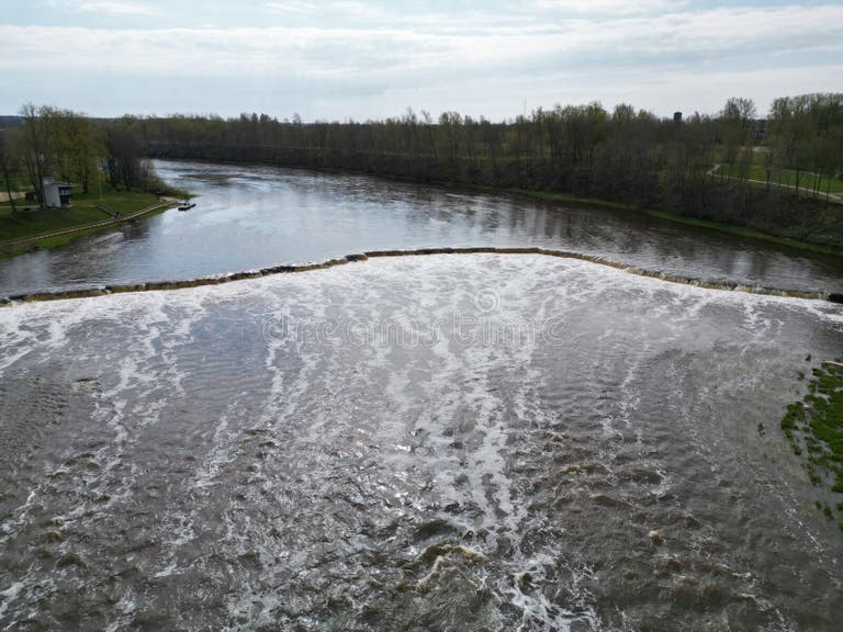 Aerial View of Venta Rapid (Ventas Rumba) Waterfall in Spring Stock ...