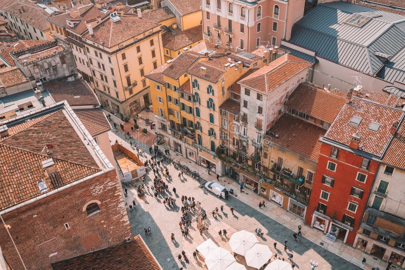 Aerial View of Verona Old Town with Orange Rooftops Editorial ...