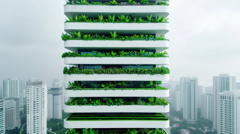 Aerial View of a Vertical Farm Built on a Skyscraper in an Urban ...