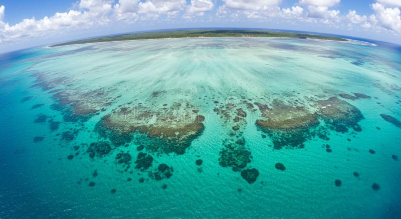 Aerial View of Vibrant Coral Reef in Turquoise Ocean Stock Illustration ...