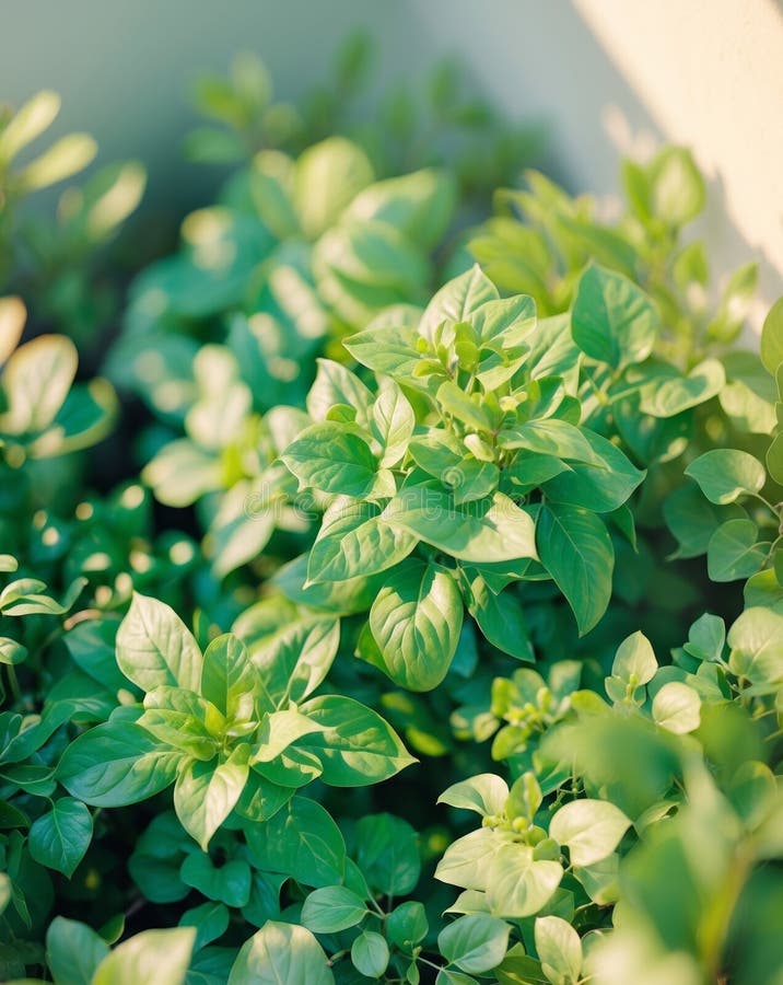 Aerial View of Vibrant Green Plants in Soft Light. Stock Image - Image ...