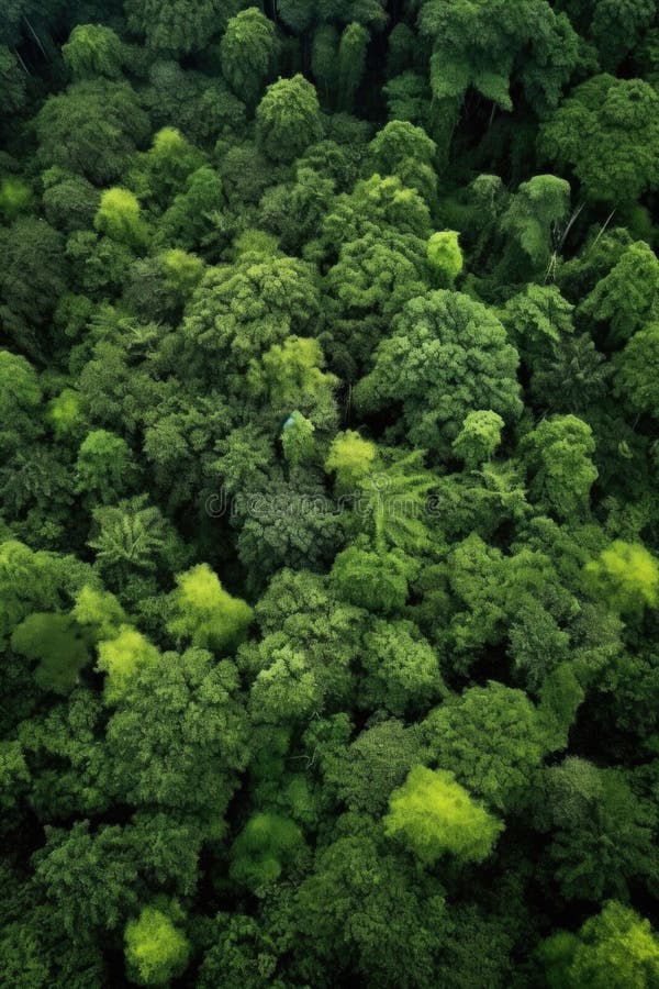 Aerial View of Vibrant Green Treetops in Dense Forest Stock ...