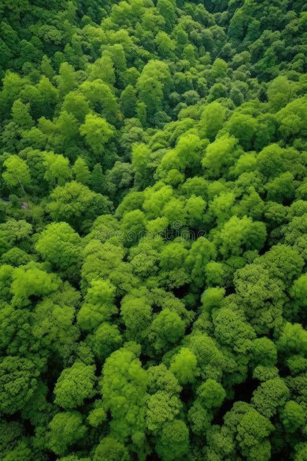 Aerial View of Vibrant Green Treetops in Dense Forest Stock ...
