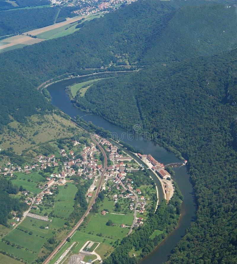 River Doubs with Mossy Trees Near Saut Du Doubs Waterfall Stock Image ...