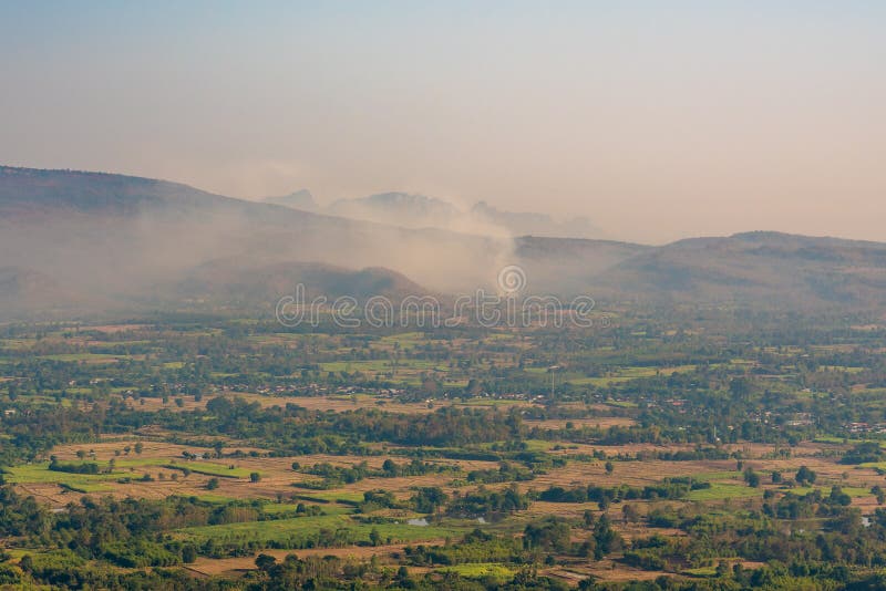 Aerial View of Village Landscape on Smog Day Stock Photo - Image of ...