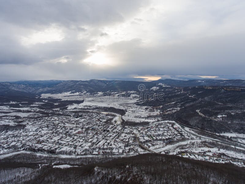 Aerial View of the Village in the Valley. Stock Photo - Image of area ...