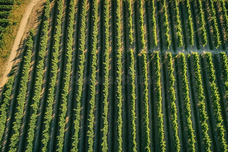 Aerial View of a Vineyard Showcasing Its Structured Layout in the ...