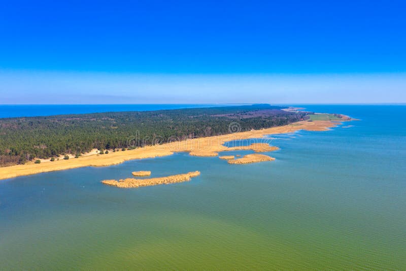 Aerial View of the Vistula Lagoon and the Vistula Spit. Poland Stock ...