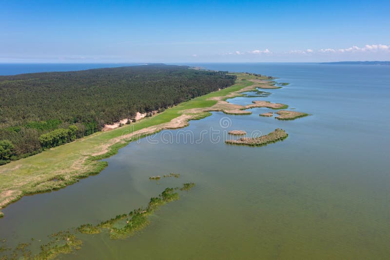 Aerial View of the Vistula Lagoon and the Vistula Spit. Poland Stock ...