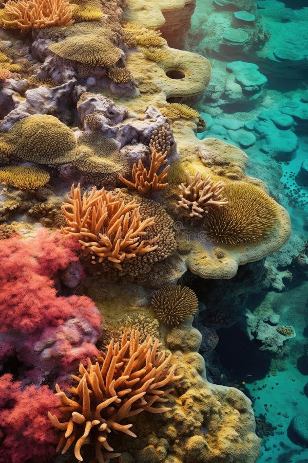 Aerial View of a Vivid Coral Reef Formation Stock Illustration ...