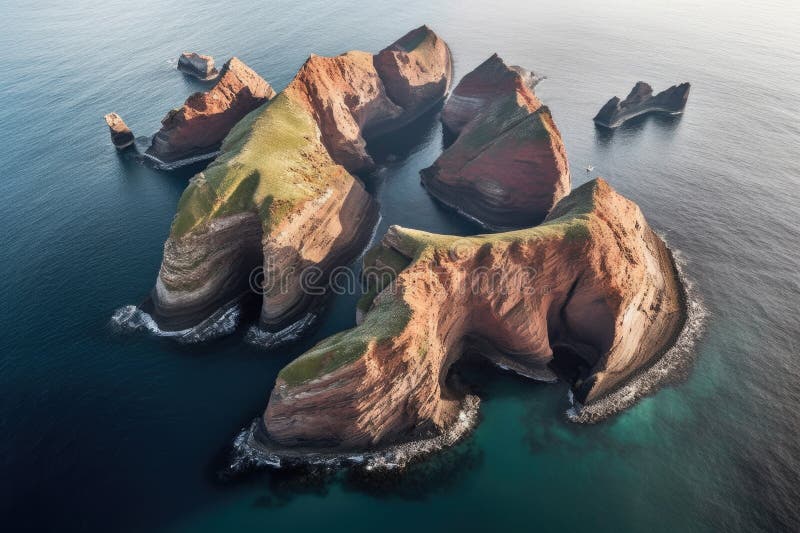 Aerial View of a Volcanic Archipelago Formation Stock Illustration ...