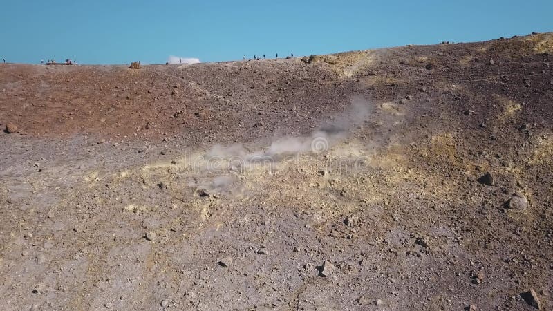 Aerial View on Hot Volcanic Gas Exiting through Fumaroles on Grand or ... Aerial View on Hot Volcanic Gas Exiting through Fumaroles on Grand or ...