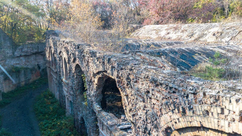 Aerial View of Wall of an Old Fortress with Windows and Doors Stock ...