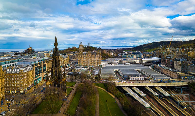 Aerial View of Walter Scott Monument in Edinburgh Editorial Photography ...