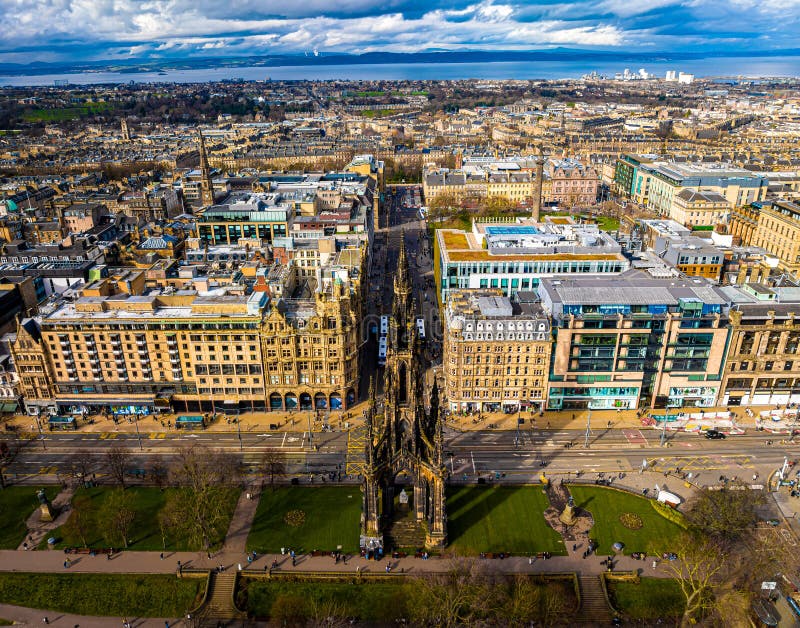 Aerial View of Walter Scott Monument in Edinburgh Editorial Photography ...