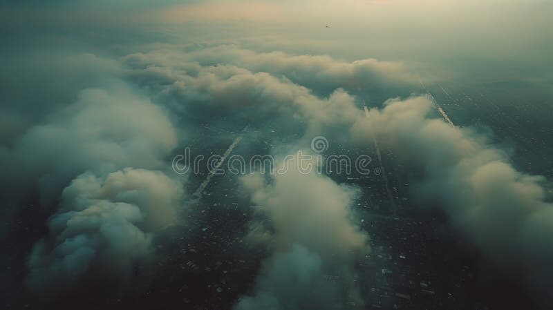 Aerial View of War Torn Cities with Explosions, Fires, Smoke, and Drone ...