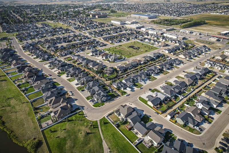 Aerial View of Warman in Central Saskatchewan, Canada Stock Image ...