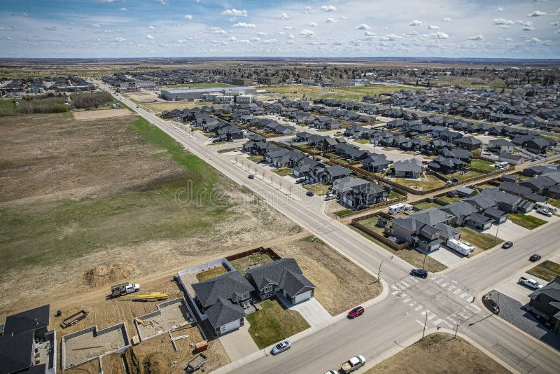 Aerial View of Warman in Central Saskatchewan, Canada Stock Image ...