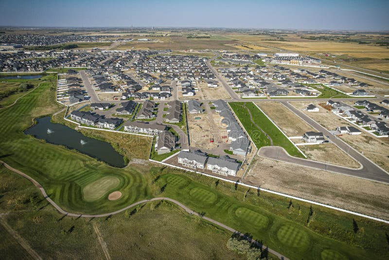 Aerial View of Warman in Central Saskatchewan, Canada Stock Photo ...