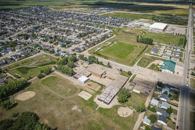 Aerial View of Warman in Central Saskatchewan, Canada Stock Photo ...