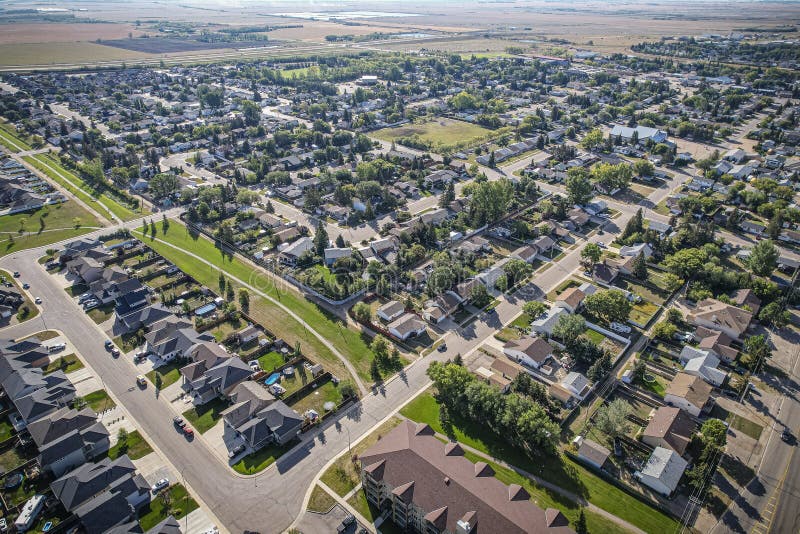 Aerial View of Warman in Central Saskatchewan, Canada Stock Photo ...