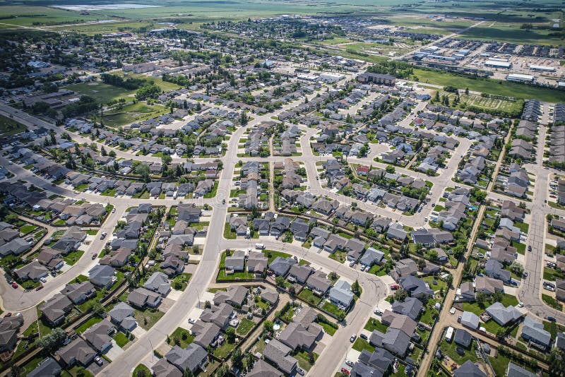 Aerial View of Warman in Central Saskatchewan, Canada Stock Photo ...
