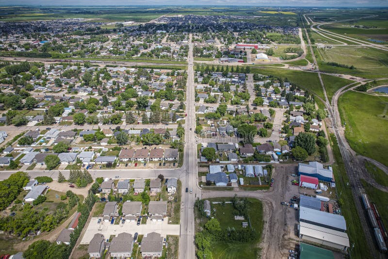 Aerial View of Warman in Central Saskatchewan, Canada Stock Photo ...