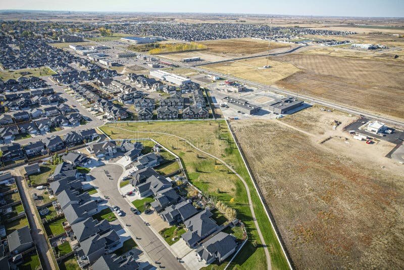 Aerial View of Warman in Central Saskatchewan, Canada Stock Photo ...