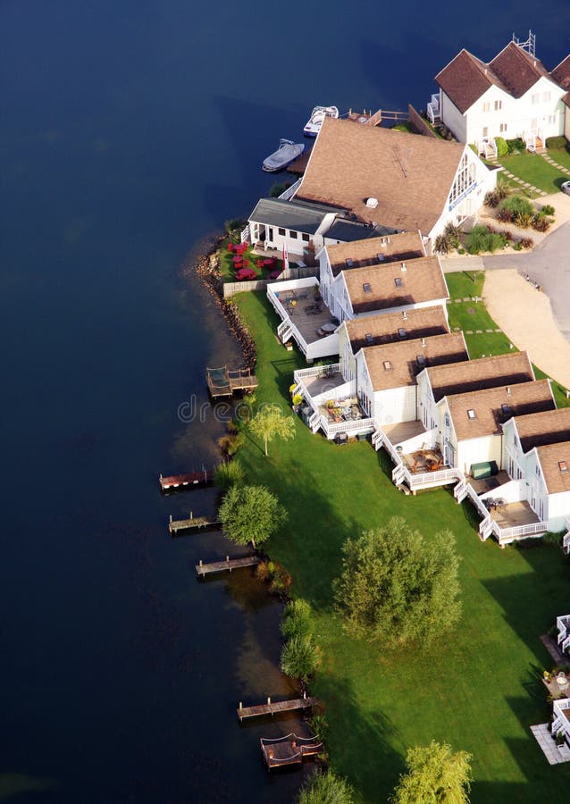 Aerial View of Water Front Houses Stock Image - Image of summer ...